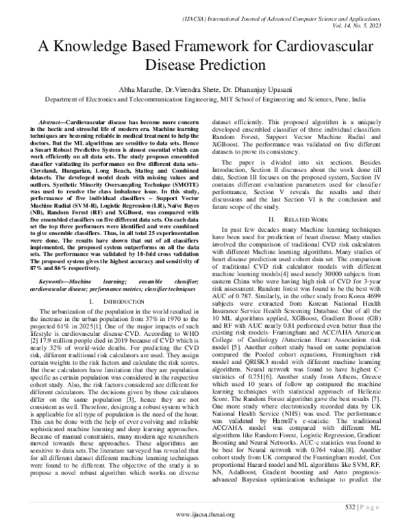 (PDF) A Knowledge Based Framework for Cardiovascular Disease Prediction