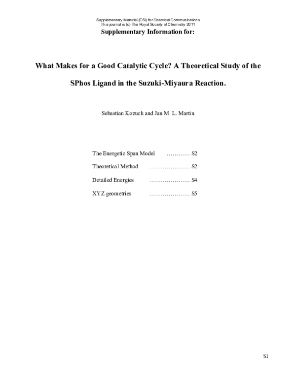 (PDF) What makes for a good catalytic cycle? A theoretical study of the ...