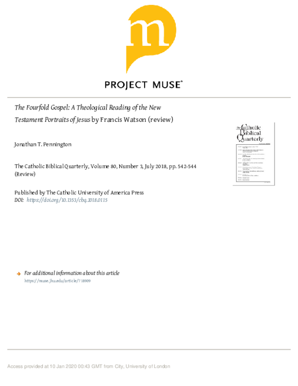 (PDF) The Fourfold Gospel: A Theological Reading of the New Testament ...