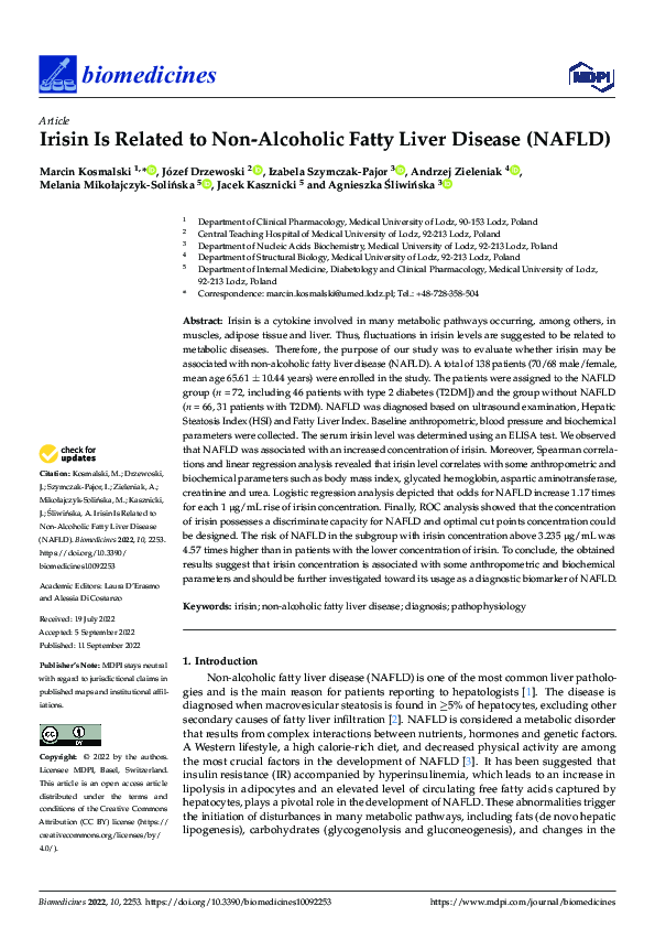 (PDF) Irisin Is Related to Non-Alcoholic Fatty Liver Disease (NAFLD)