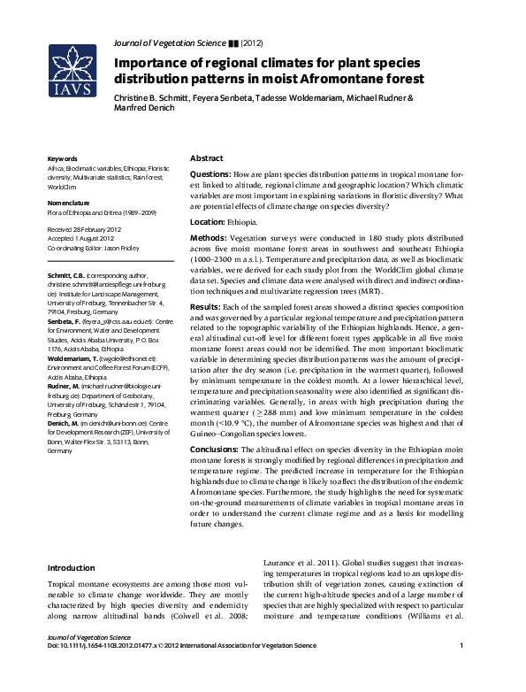 (PDF) Importance of regional climates for plant species distribution ...