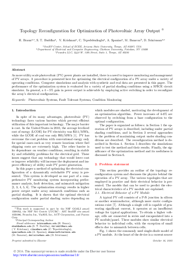 (PDF) Topology reconfiguration for optimization of photovoltaic array ...