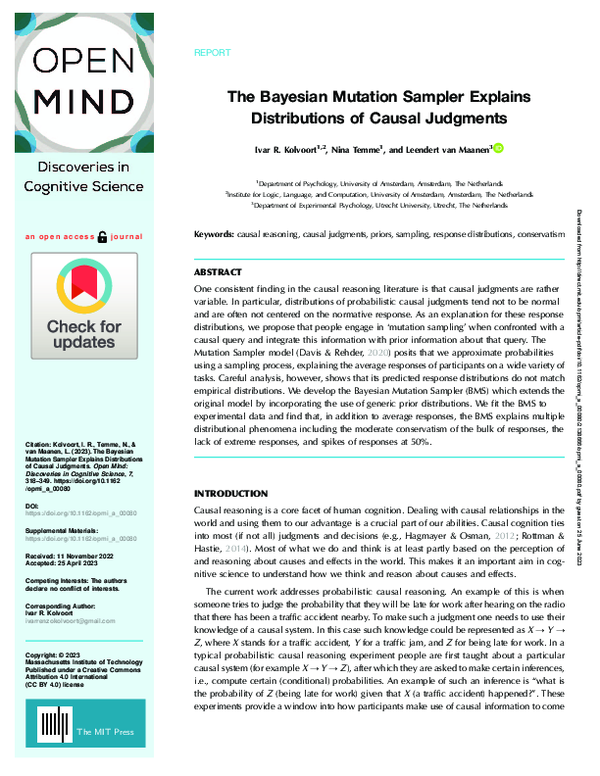 (PDF) The Bayesian Mutation Sampler Explains Distributions of Causal Judgments
