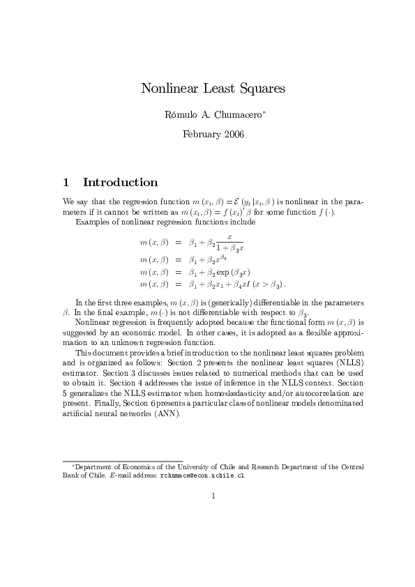 (PDF) Nonlinear Least Squares (PDF) Nonlinear Least Squares