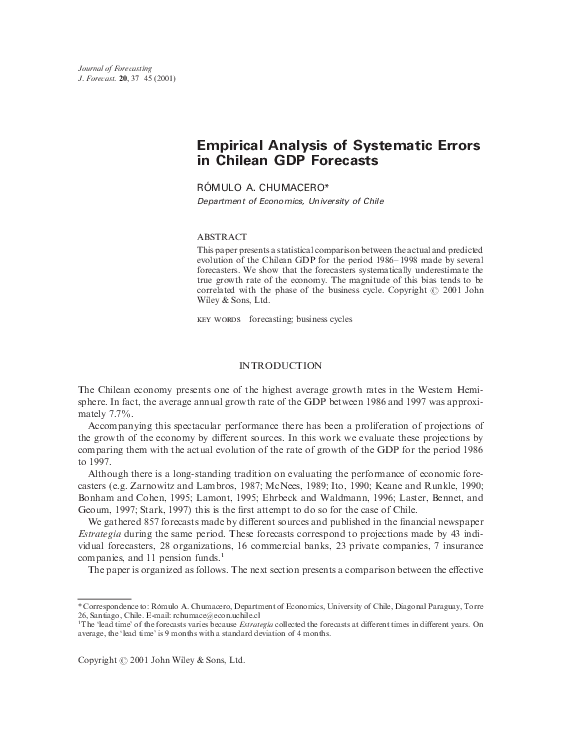(PDF) Empirical analysis of systematic errors in Chilean GDP forecasts