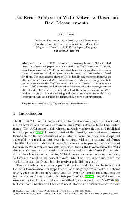 Pdf Bit Error Analysis In Wifi Networks Based On Real Measurements