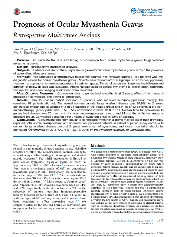 (PDF) Prognosis of Ocular Myasthenia Gravis | khawla abusamra ...