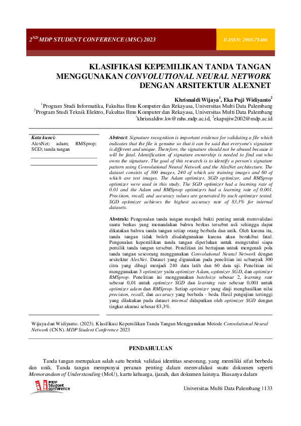 (PDF) Klasifikasi Kepemilikan Tanda Tangan Menggunakan Convolutional ...