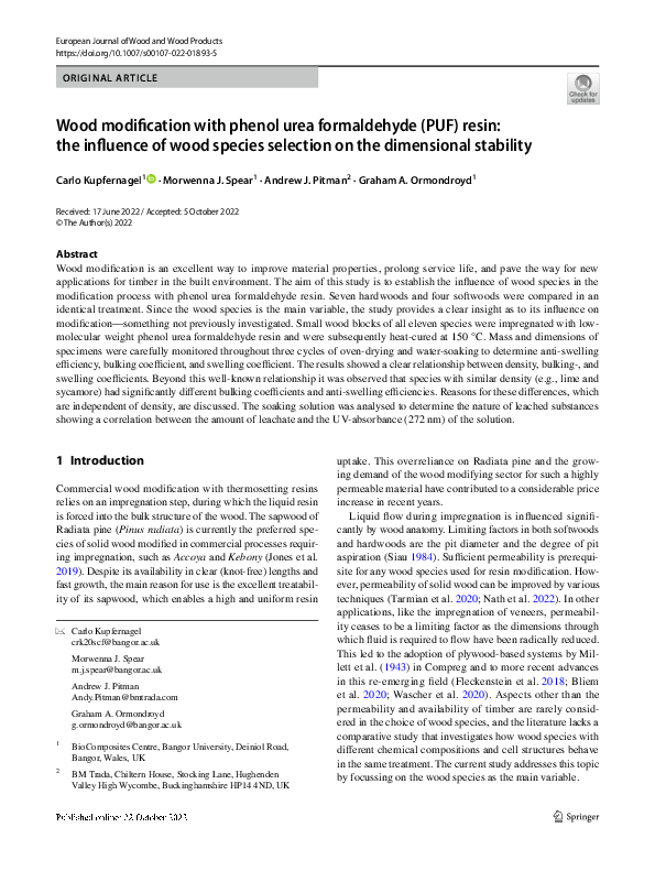 (PDF) Wood modification with phenol urea formaldehyde (PUF) resin: the ...