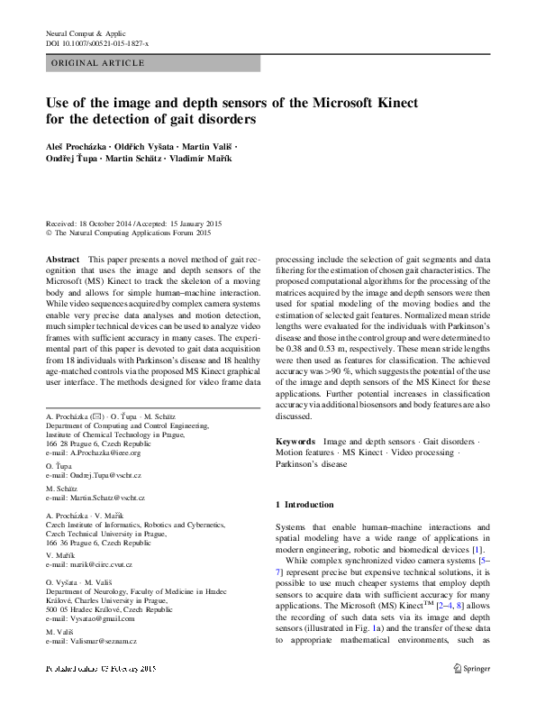 Pdf Use Of The Image And Depth Sensors Of The Microsoft Kinect For 8563