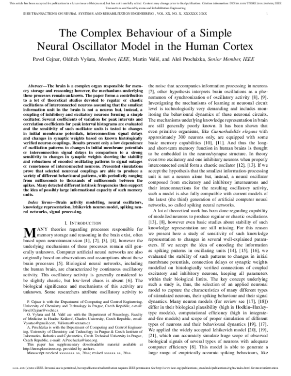 (PDF) The Complex Behaviour of a Simple Neural Oscillator Model in the Human Cortex