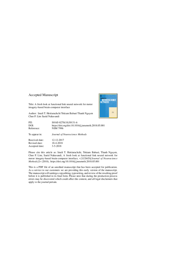 (PDF) A fresh look at functional link neural network for motor imagery ...