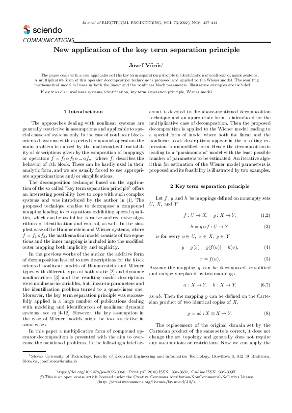 (PDF) New application of the key term separation principle