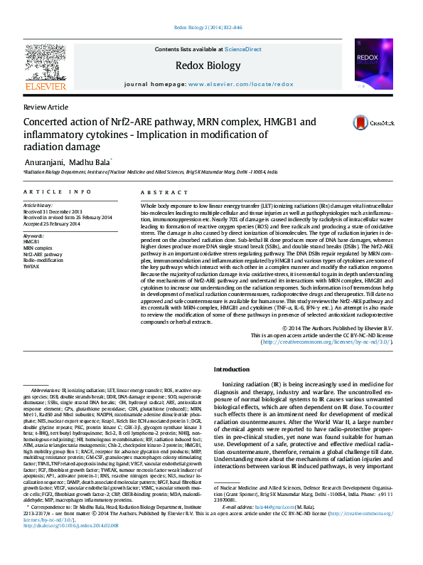 (PDF) Concerted action of Nrf2-ARE pathway, MRN complex, HMGB1 and ...