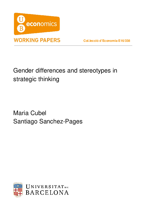 (PDF) Gender Differences and Stereotypes in Strategic Thinking