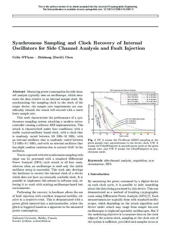 (PDF) Synchronous sampling and clock recovery of internal oscillators for side channel analysis ...