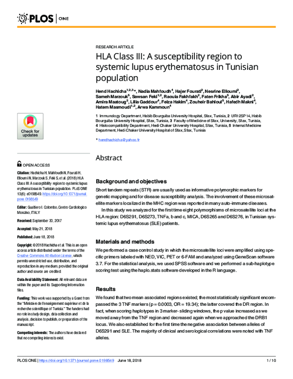 (PDF) HLA Class III: A susceptibility region to systemic lupus ...