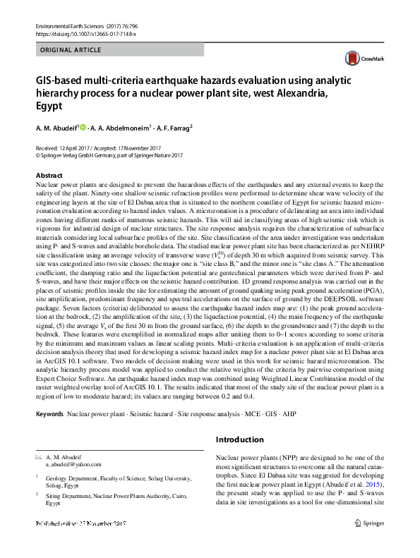(PDF) GIS-based multi-criteria earthquake hazards evaluation using analytic hierarchy process ...