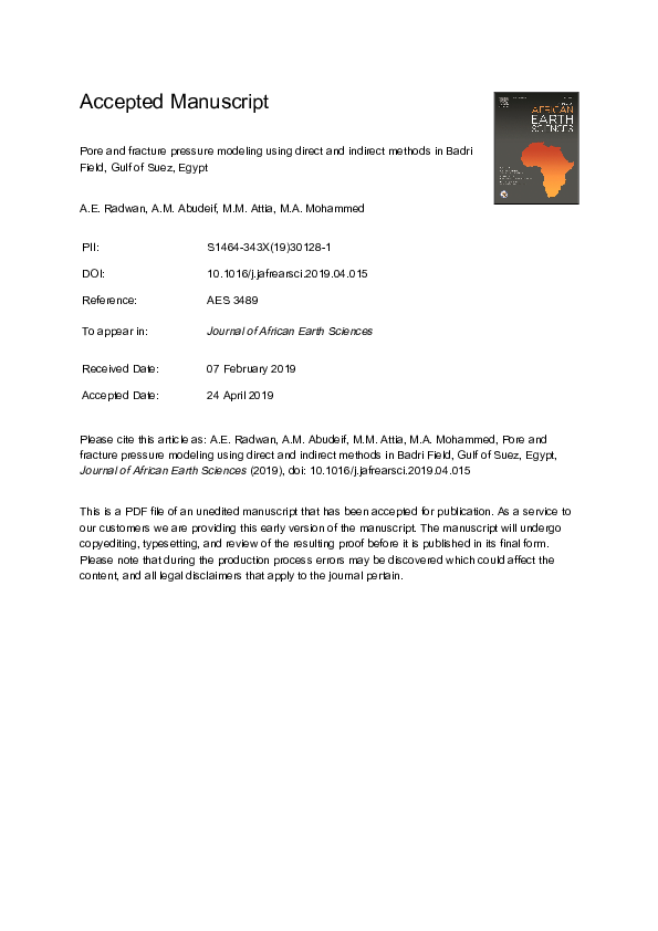 (PDF) Pore and fracture pressure modeling using direct and indirect ...