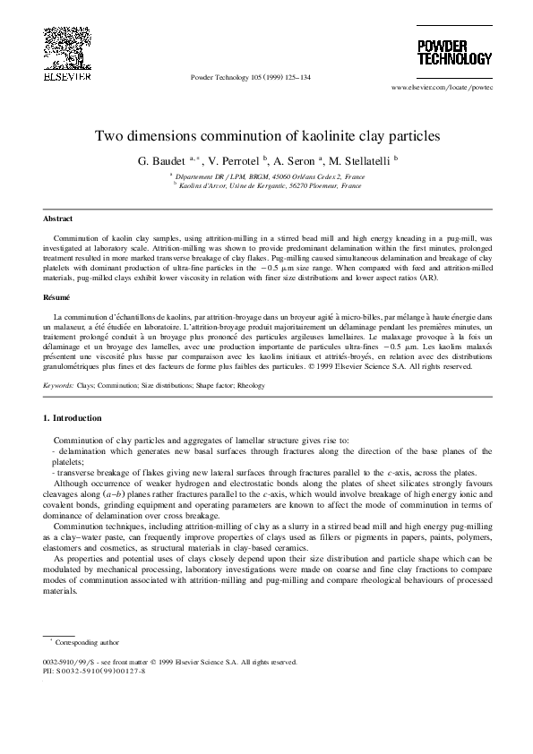 (PDF) Two dimensions comminution of kaolinite clay particles