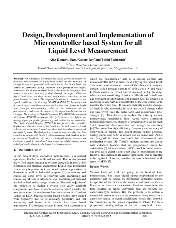 Pdf Design Development And Implementation Of Microcontroller Based System For All Liquid