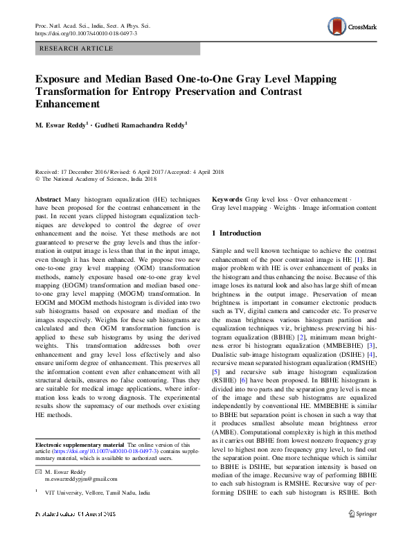 (PDF) Exposure and Median Based One-to-One Gray Level Mapping ...