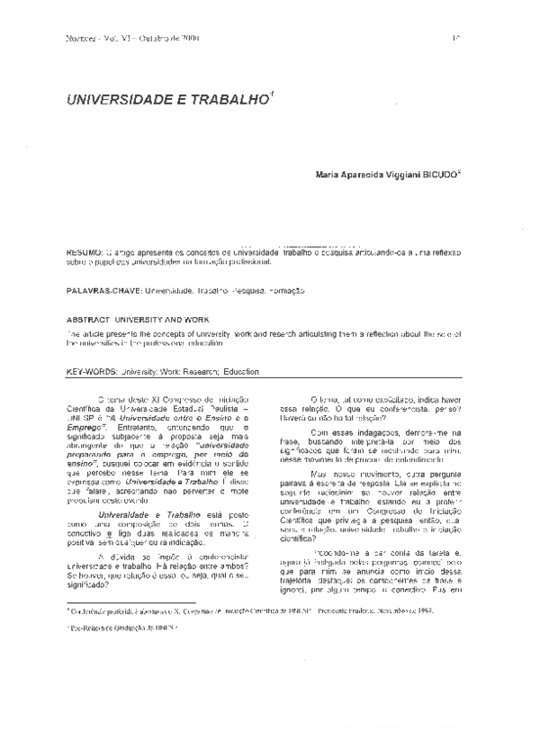 (PDF) A Universidade e o Trabalho