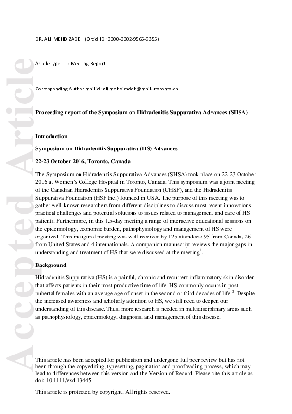 (PDF) Proceeding report of the Symposium on Hidradenitis Suppurativa ...