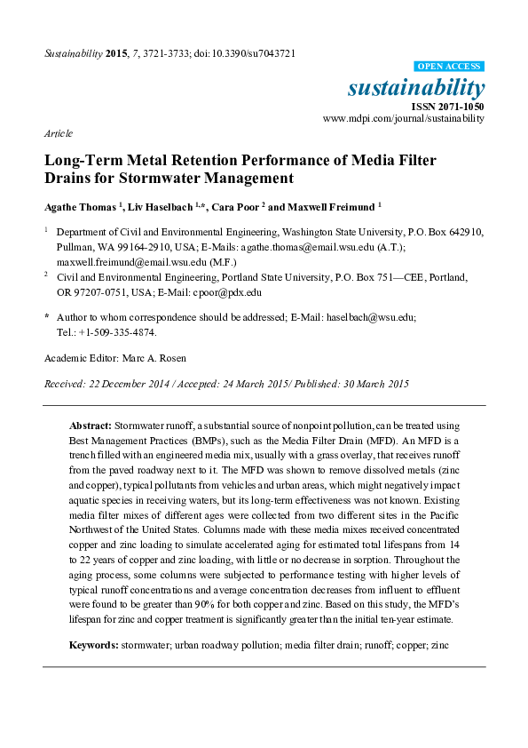 (PDF) Article Long-Term Metal Retention Performance of Media Filter ...