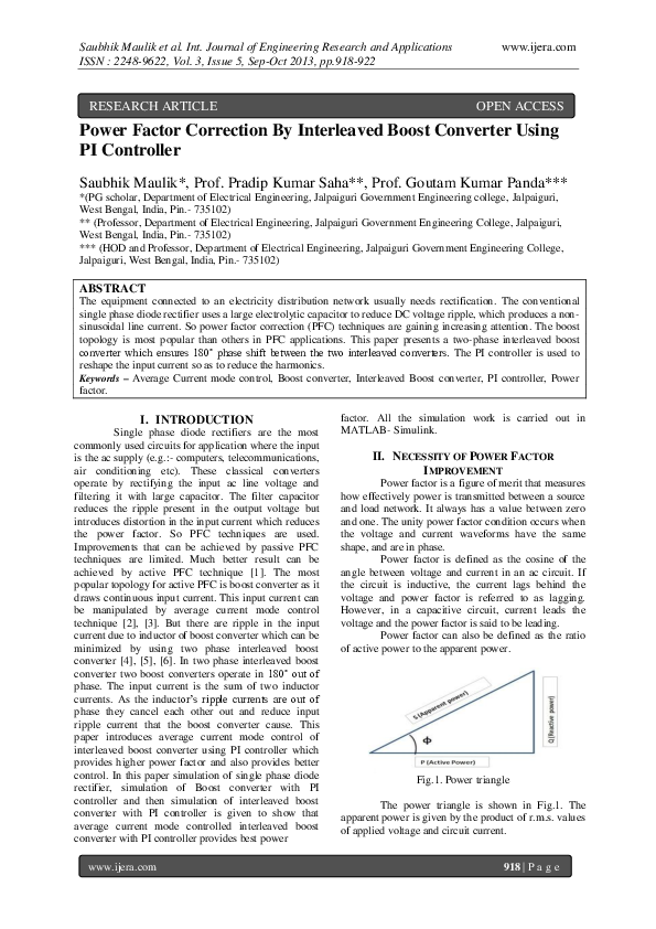 (PDF) Power Factor Correction By Interleaved Boost Converter Using PI Controller | Goutam Panda ...