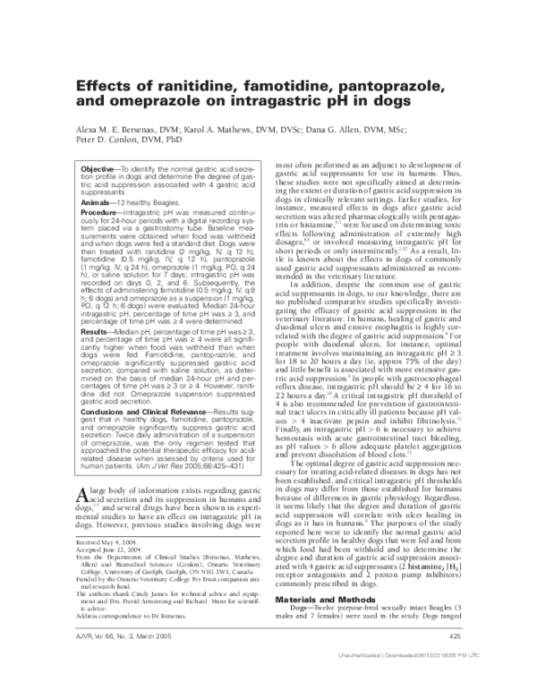 (PDF) Effects of ranitidine, famotidine, pantoprazole, and omeprazole ...