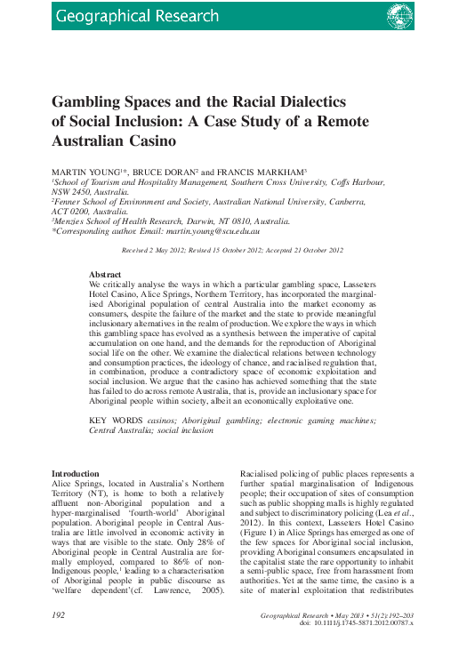(PDF) Gambling Spaces and the Racial Dialectics of Social Inclusion: A ...