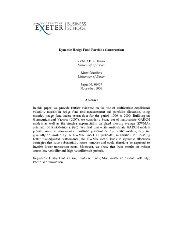 (PDF) Dynamic hedge fund portfolio construction