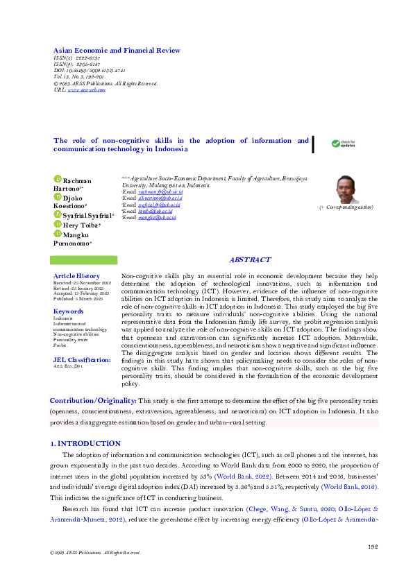 (PDF) The role of non-cognitive skills in the adoption of information and communication ...