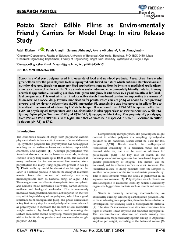 (PDF) Potato Starch Edible Films as Environmentally Friendly Carriers ...