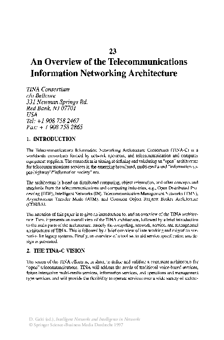 (PDF) An overview of the Telecommunications Information Networking ...