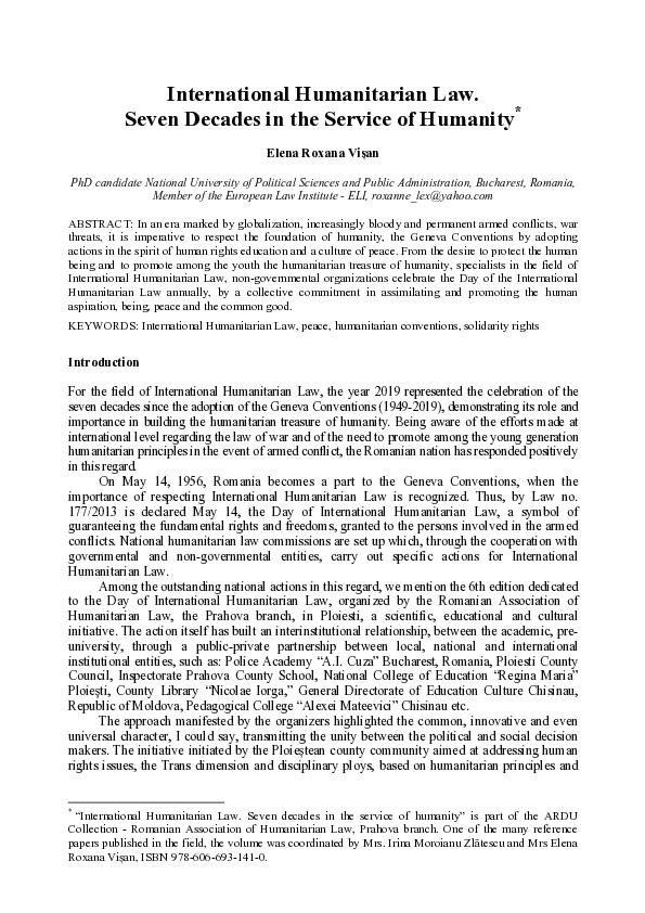 (PDF) International Humanitarian Law. Seven Decades in the Service of ...