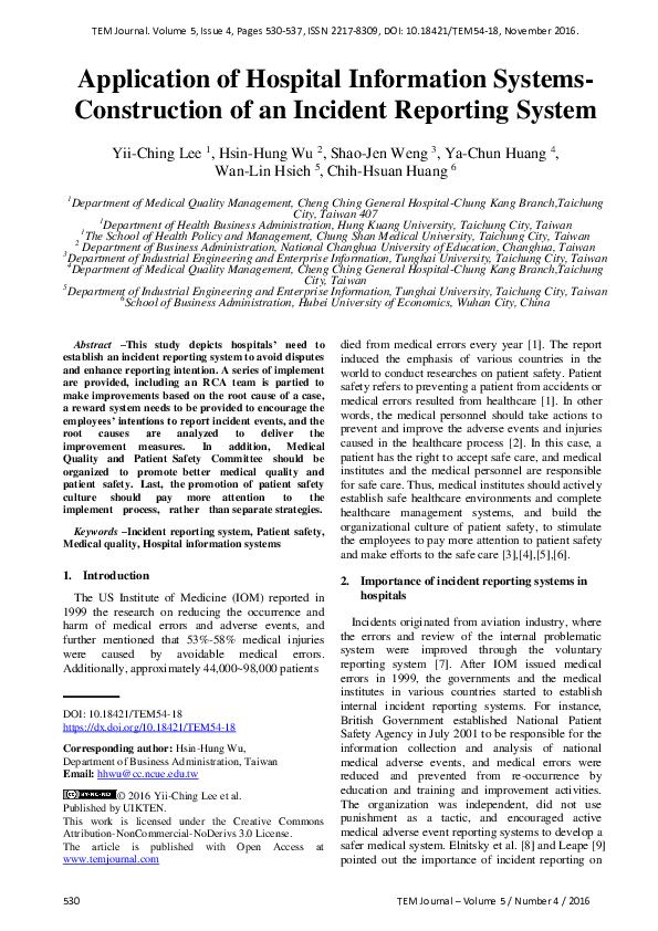 (PDF) Application of Hospital Information Systems-Construction of an ...