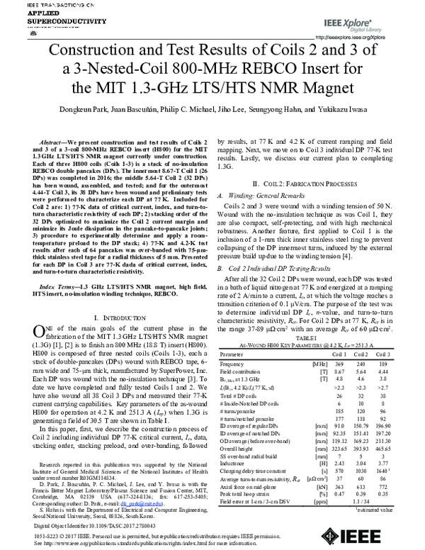 (PDF) Construction and Test Results of Coils 2 and 3 of a 3-Nested-Coil ...