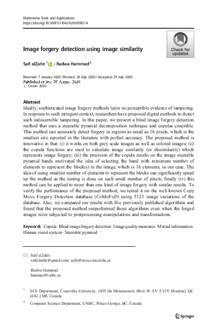 (PDF) Image forgery detection using image similarity