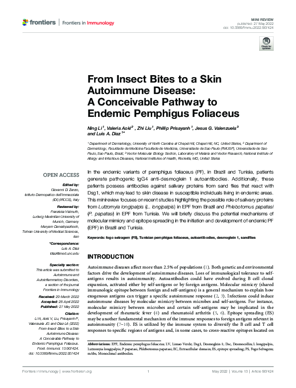 (PDF) From Insect Bites to a Skin Autoimmune Disease: A Conceivable ...