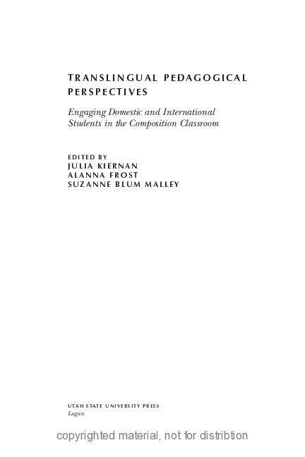 (PDF) Unity in Diversity: Practicing Translingualism in First-Year ...