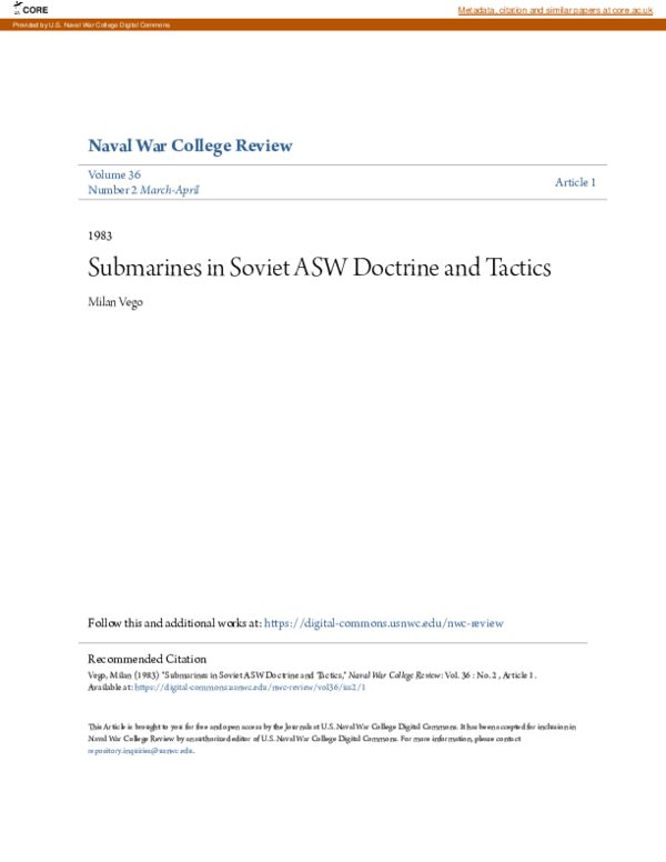 (PDF) Submarines in Soviet ASW Doctrine and Tactics
