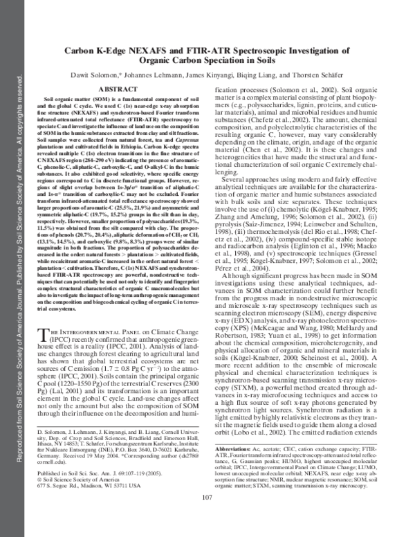 (PDF) Carbon K‐Edge NEXAFS and FTIR‐ATR Spectroscopic Investigation of ...