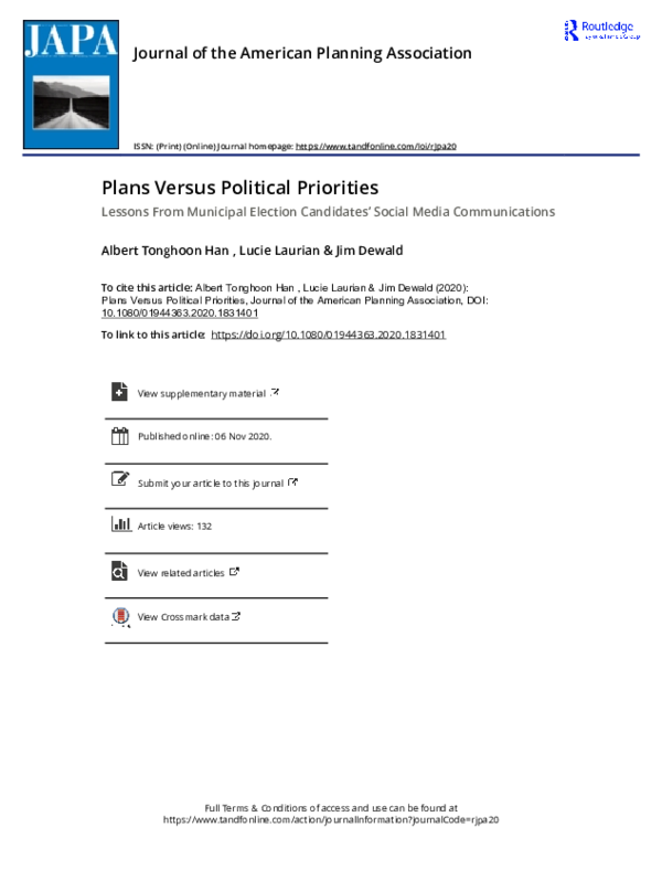 (PDF) Plans Versus Political Priorities