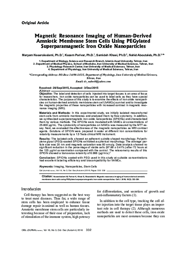 (PDF) Magnetic Resonance Imaging of Human-Derived Amniotic Membrane ...