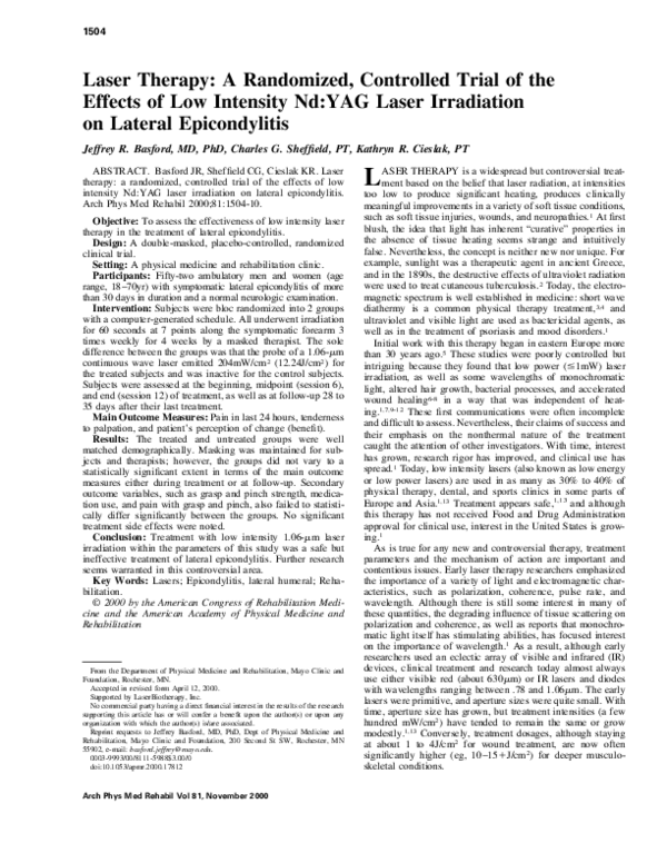 (PDF) Laser therapy: A randomized, controlled trial of the effects of ...