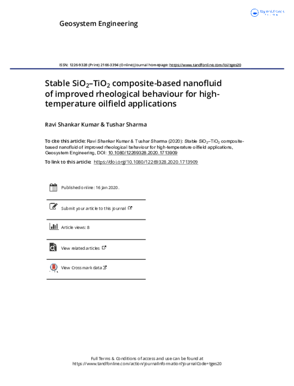 (PDF) Stable SiO2–TiO2 composite-based nanofluid of improved rheological behaviour for high ...