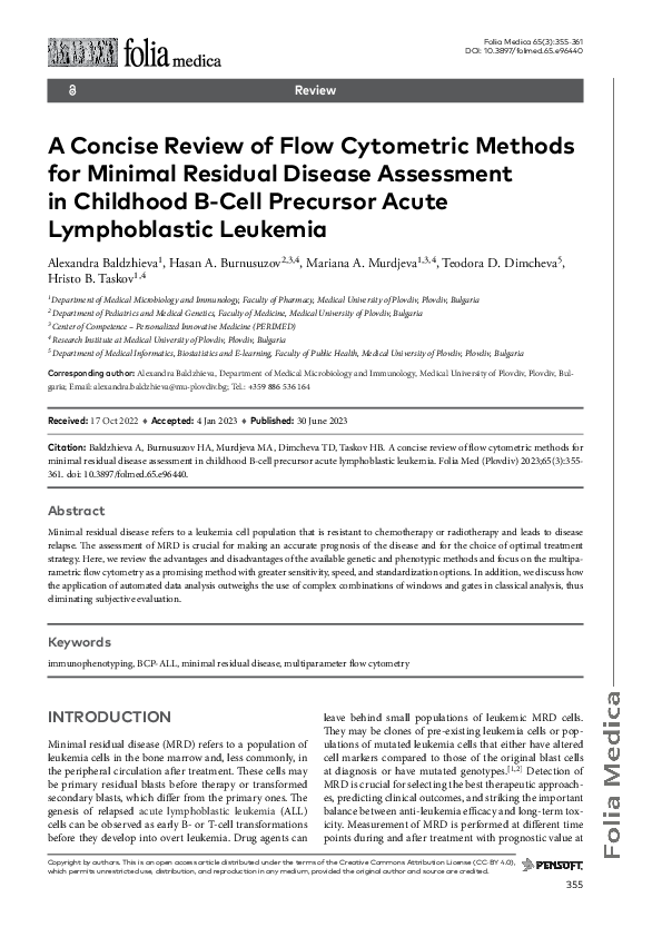 (PDF) A concise review of flow cytometric methods for minimal residual ...