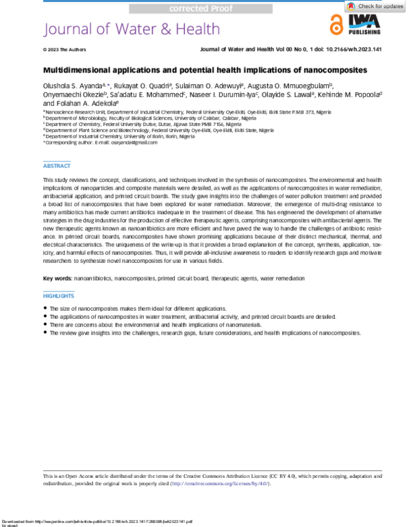 (PDF) Multidimensional applications and potential health implications ...